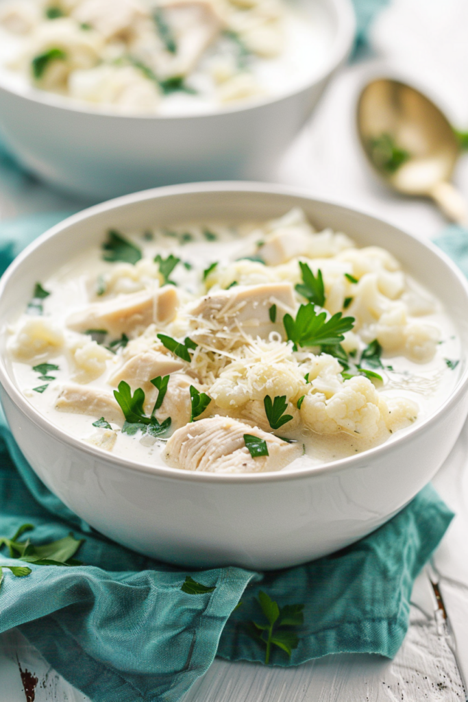 Easy and Delicious Keto Chicken and Cauliflower Rice Soup Recipe for a ...